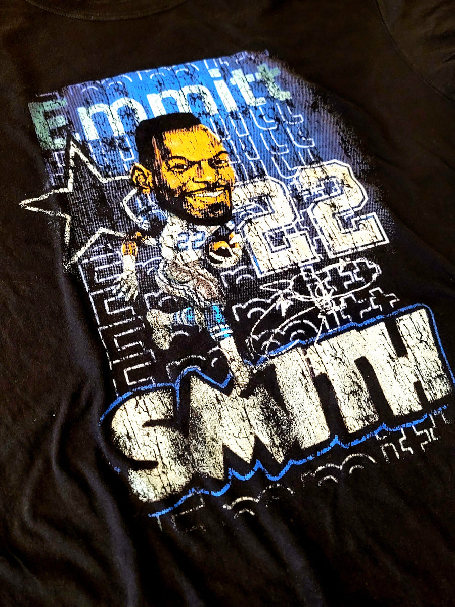 EMMITT SMITH 22 Cartoon Dallas Cowboys 90's Retro Vintage Distressed B ...